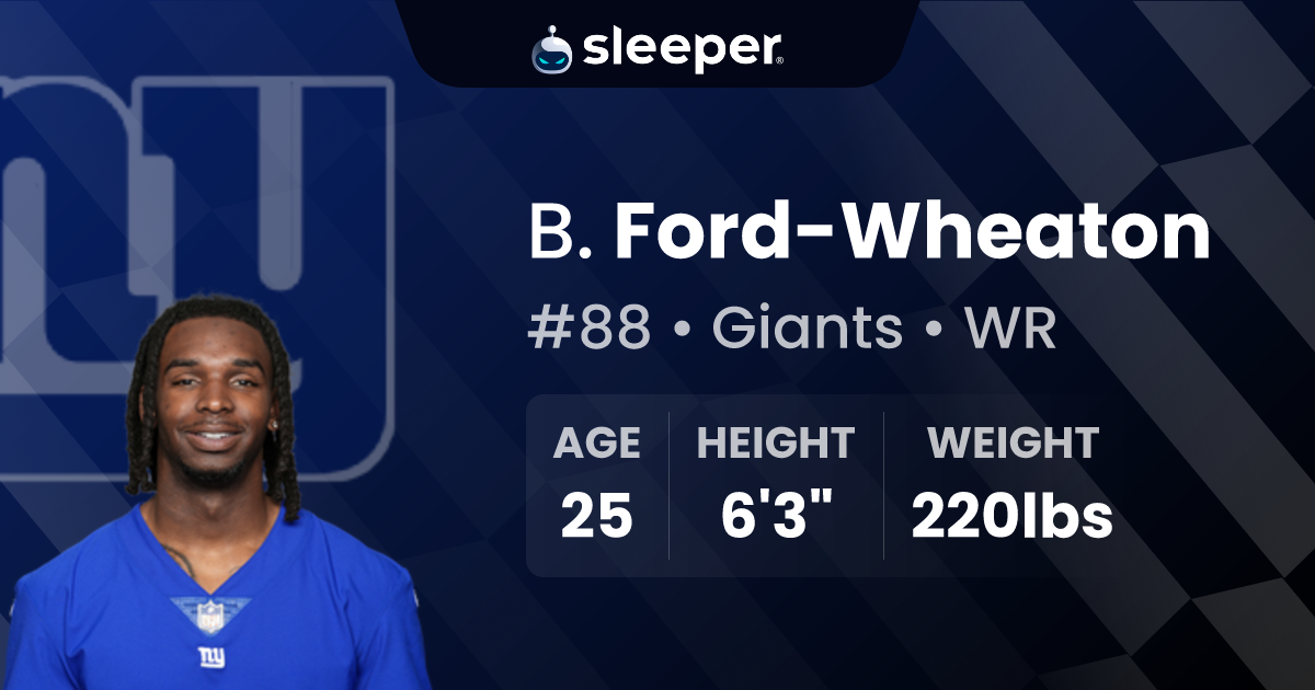 Bryce Ford-Wheaton Stats, Info and Projections - Sleeper